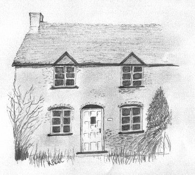 Drawing - Old Row Cottage by Kath Peel : Dawley Heritage